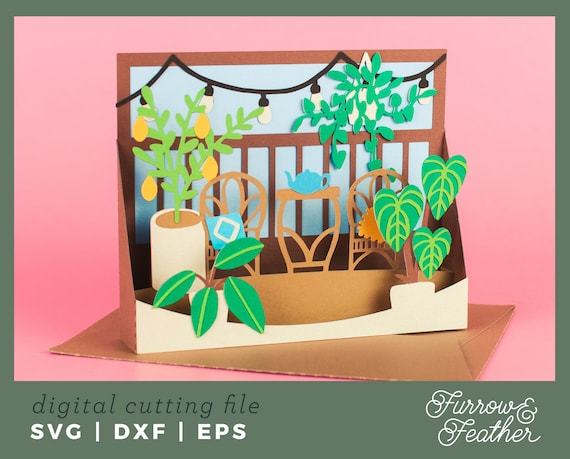 Patio Terrace Box Card Template 3D Papercut SVG Card Cut - Etsy