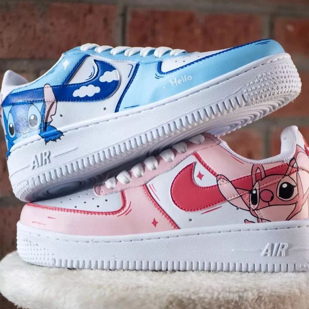 Custome Air Force 1 Lilo and Stiche Sneaker Blue and Pink Shoe - Etsy
