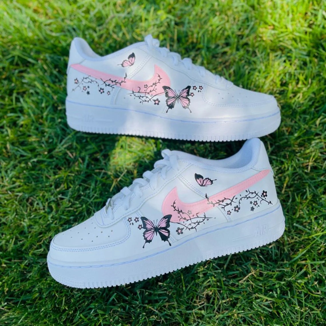 Cute Pink Butterfly Air Force 1 for Woman, Custome Air Force 1 for ...