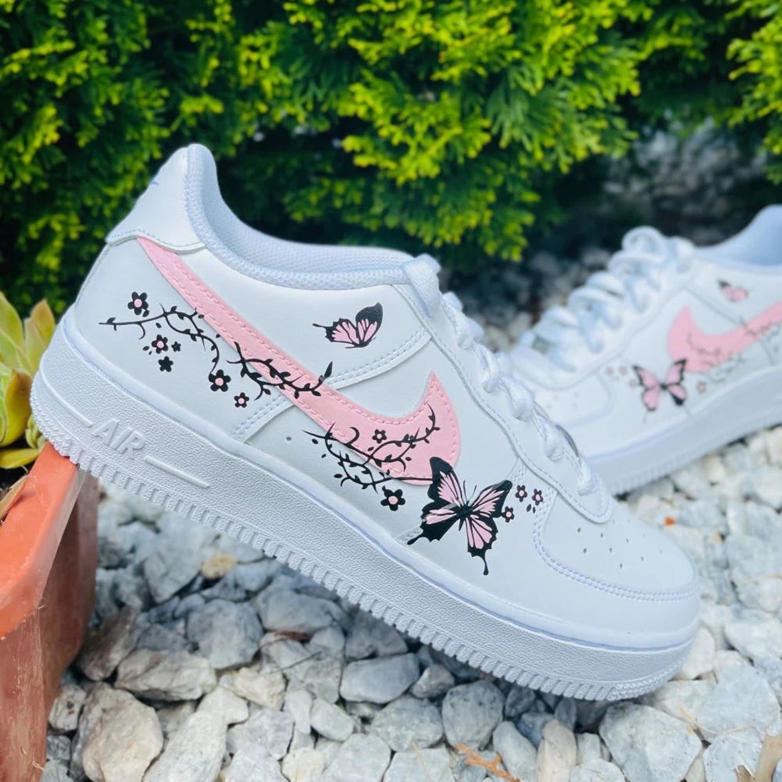 Cute Pink Butterfly Air Force 1 for Woman, Custome Air Force 1 for ...