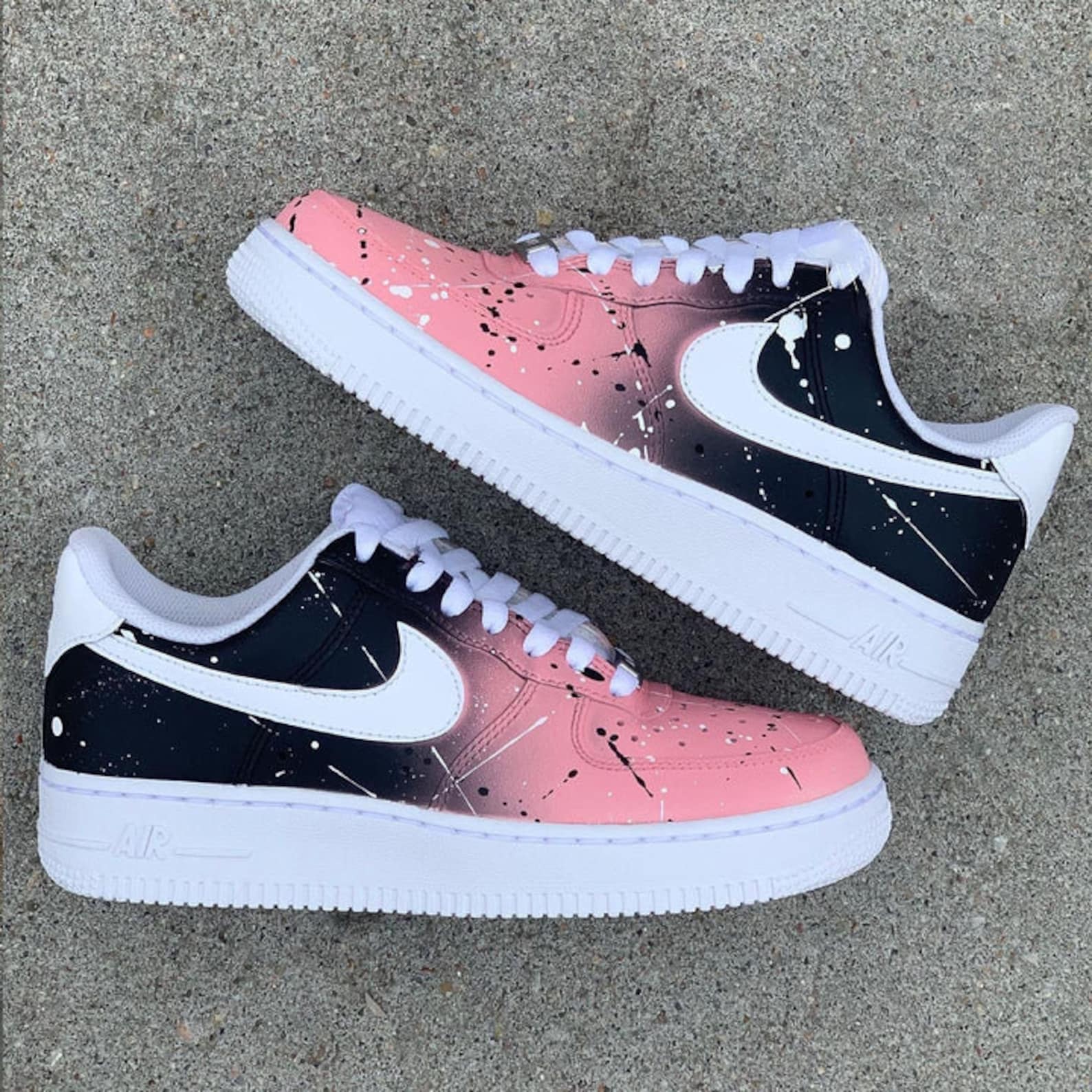 Pink & Black Faded Custome Air Force 1, Freckels Sneaker - Etsy