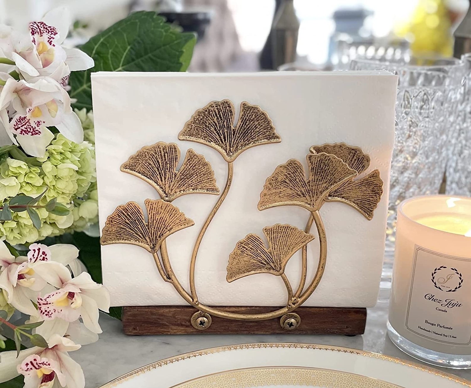 Ginkgo Vertical Napkin Holder Caddy (gold or Silver) - Etsy