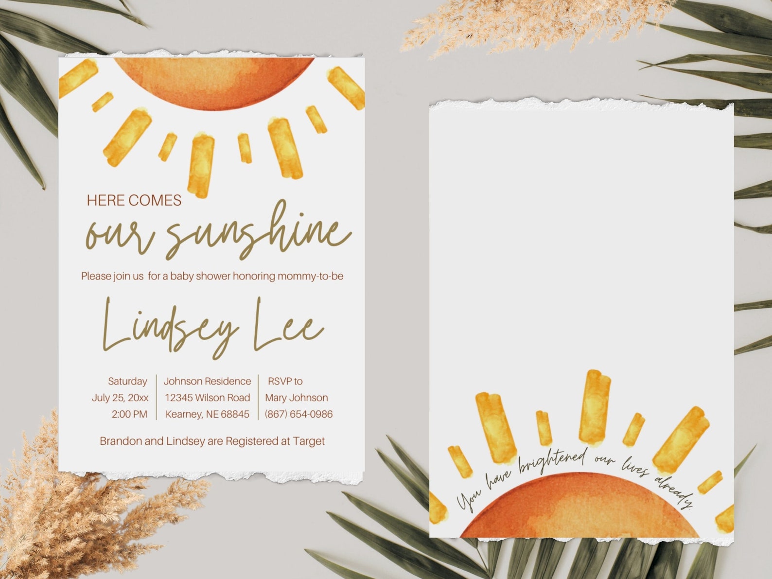 Sunshine Baby Shower Invitation Template: Editable Printable (instant ...