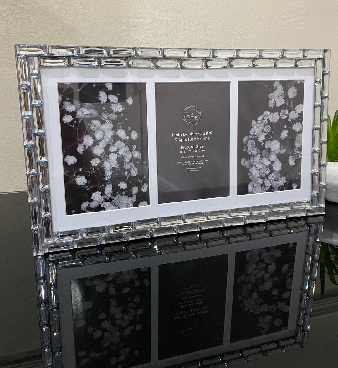 Maia Double Crystal 3 Aperture Photo Frame 6 X 4 – Elegant Glass ...