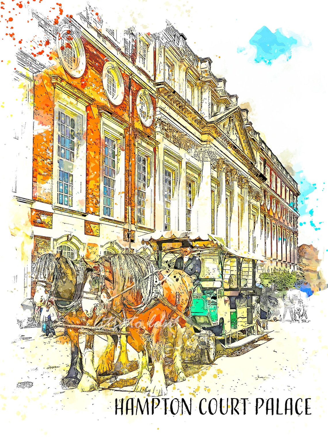 Hampton Court Palace Print Hampton Court Palace Art Hampton | Etsy