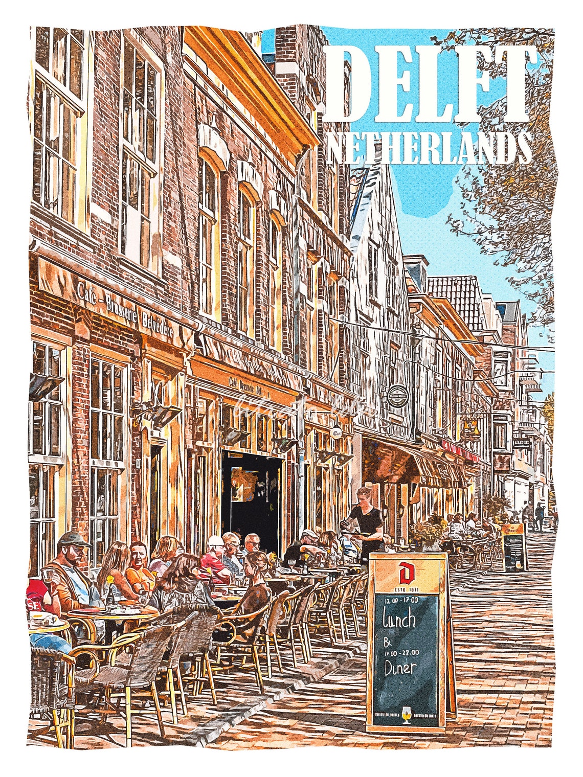 Delft Print Netherlands Print Netherlands Vintage Travel | Etsy