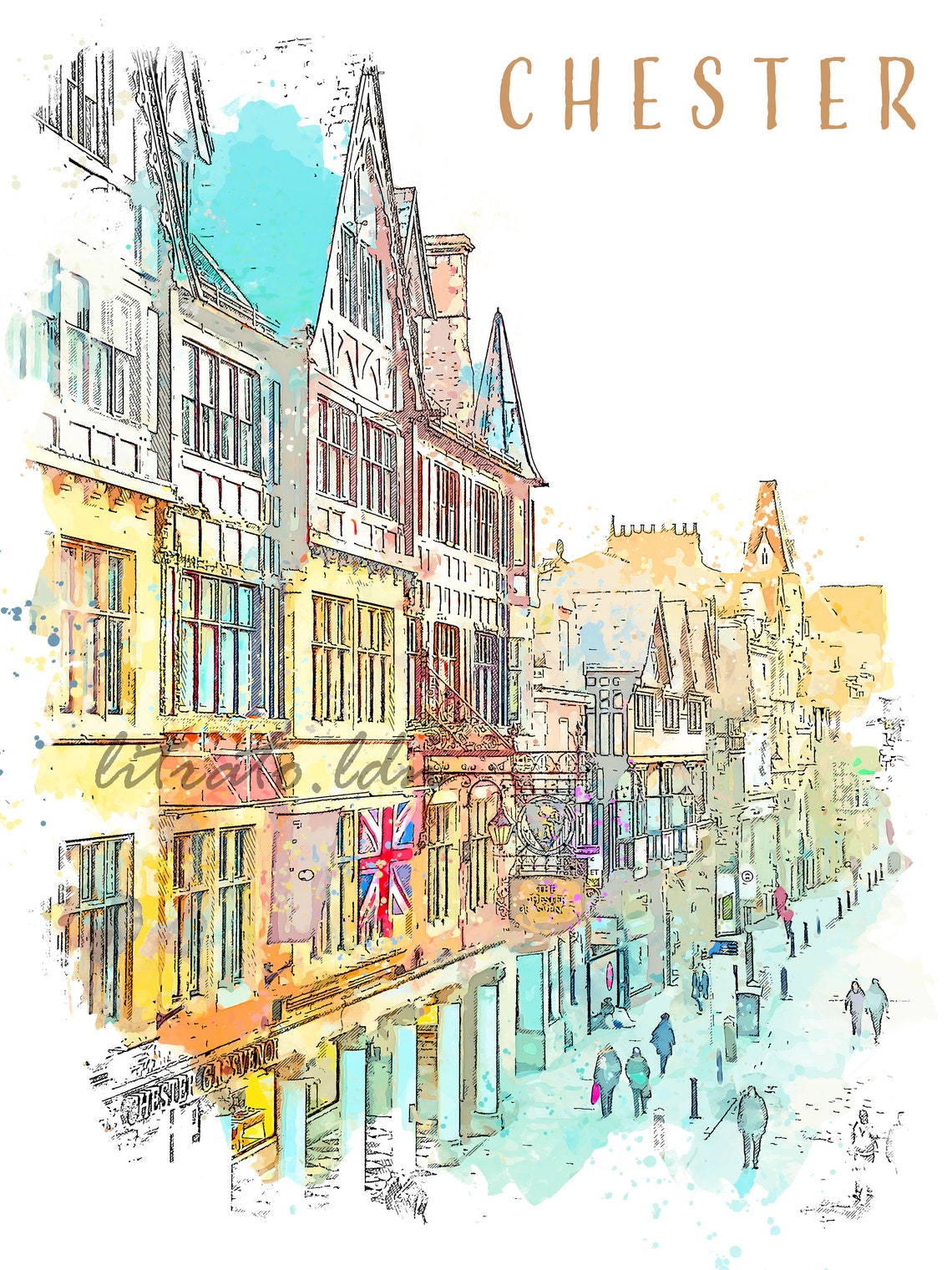 The Rows Chester Print Cheshire England Postcard Chester | Etsy