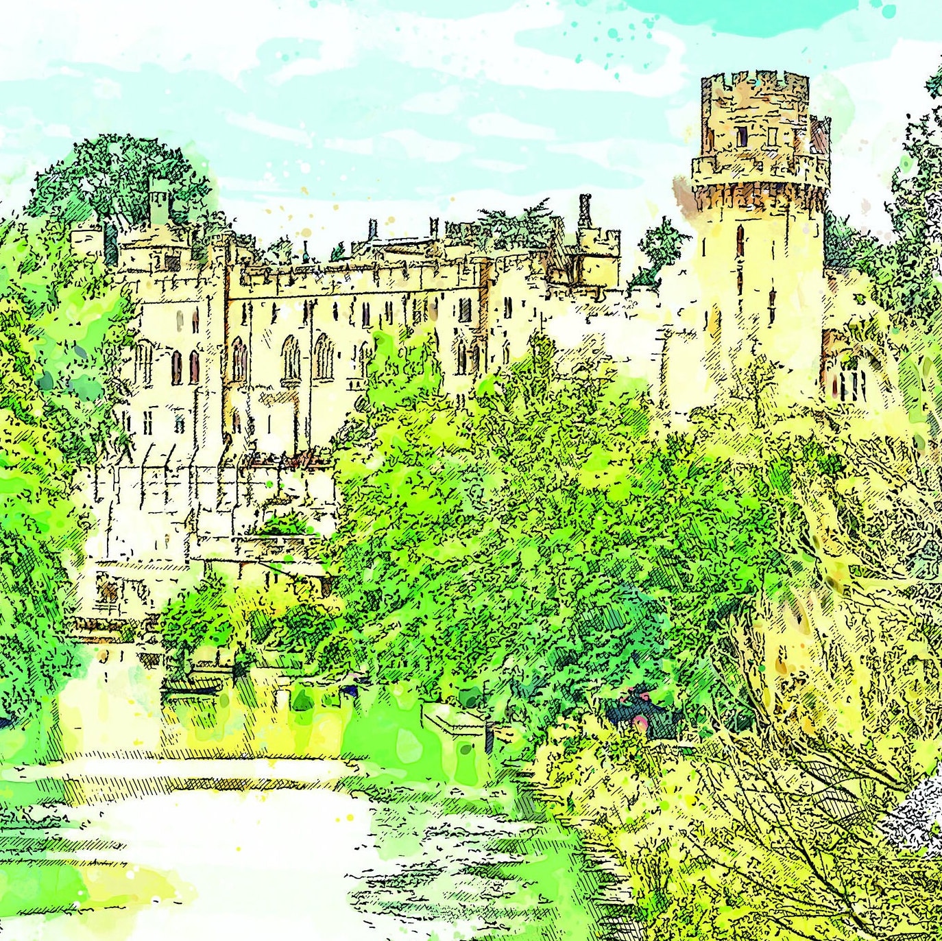 Warwick Castle Print Warwick Castle Art Warwick Castle - Etsy UK