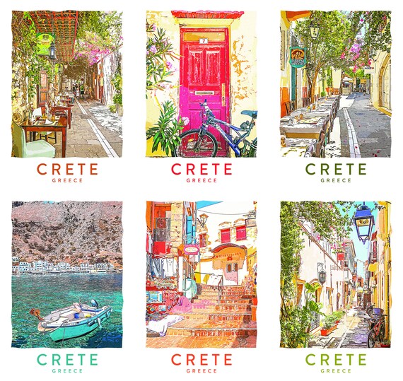 Set of 6 Crete Travel Prints Crete Postcards Crete Postcard - Etsy