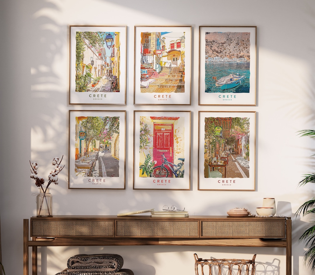 Set of 6 Crete Travel Prints, Crete Postcards, Crete Postcard Set ...