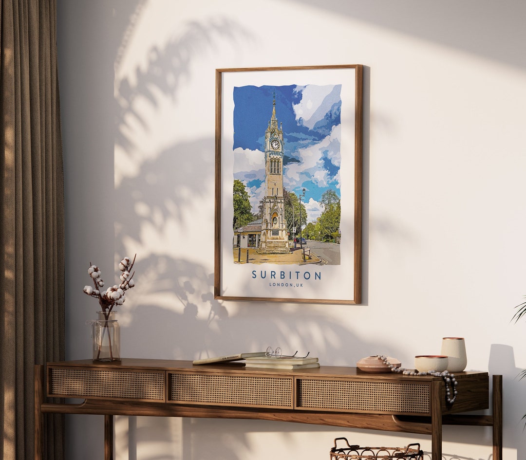 Surbiton Clock Tower Print, Kingston-upon-thames Print, Surrey Print ...