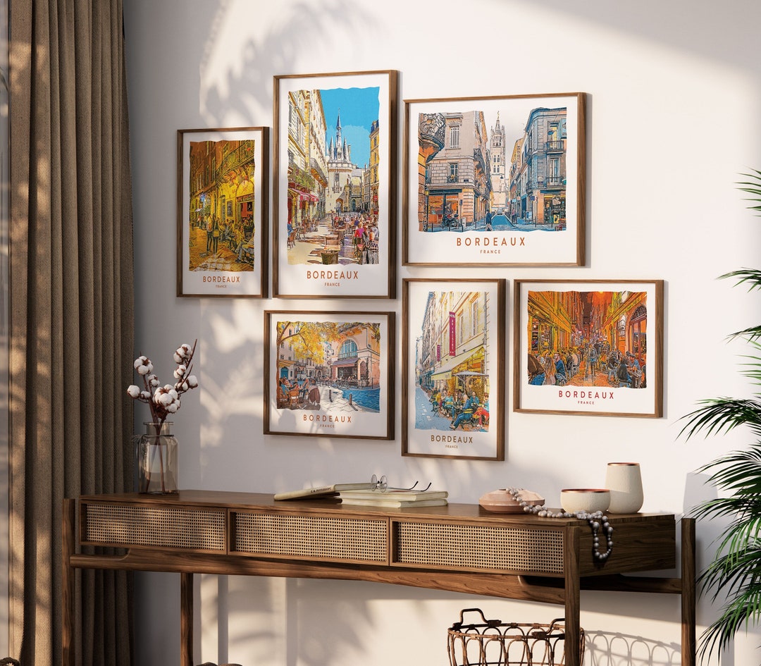 Set of 6 Bordeaux Print Set, Bordeaux Souvenir Set, Bordeaux Poster Set ...