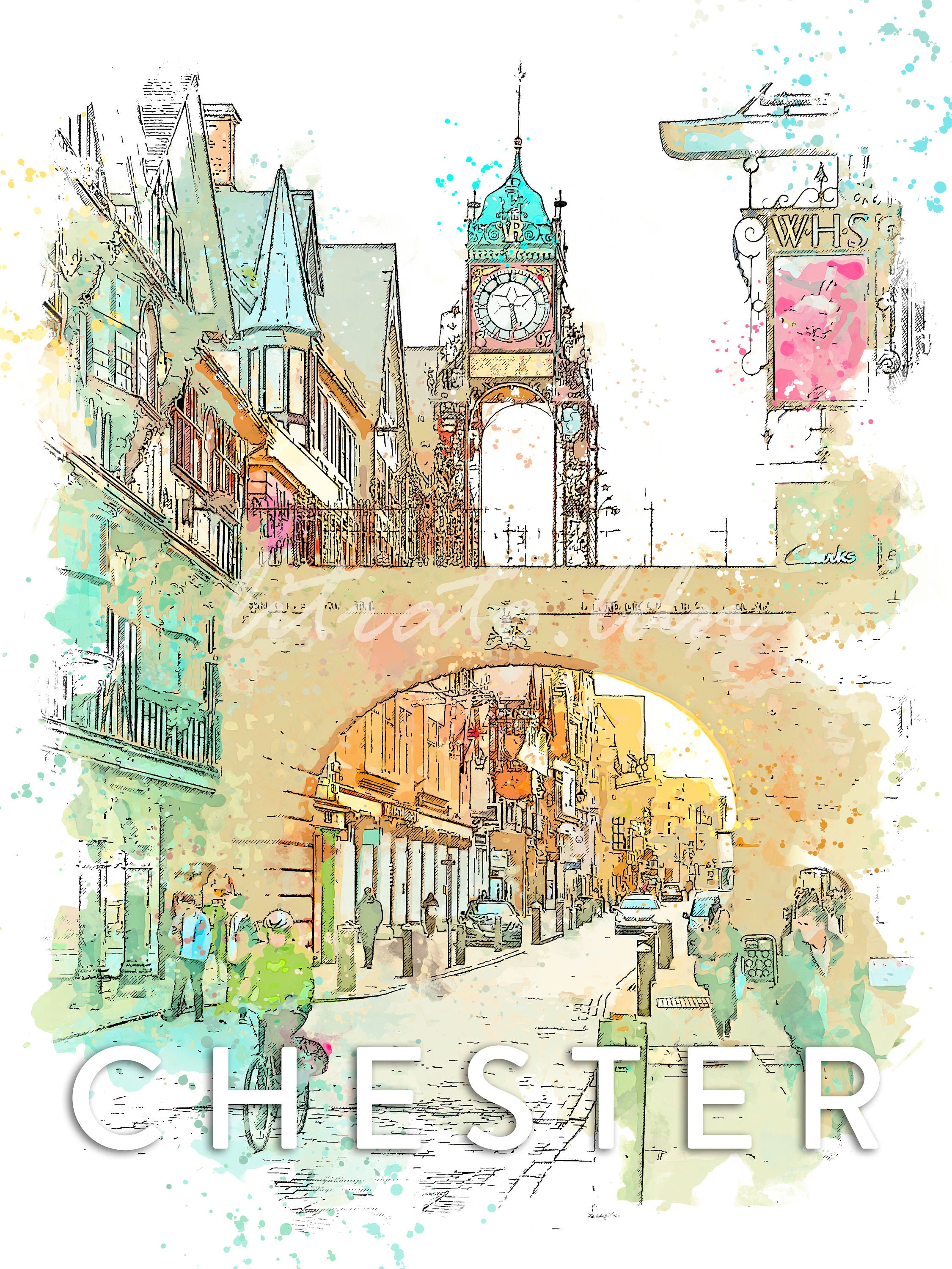Chester Print Cheshire England Postcard Chester Postcard | Etsy