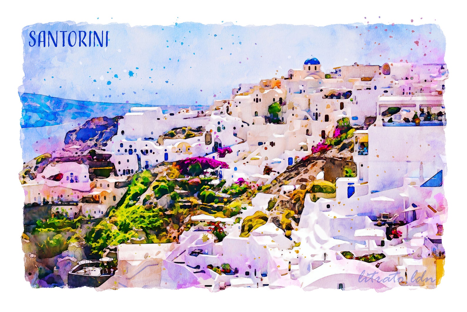 Oia Santorini Print Santorini Postcard Santorini Poster Oia | Etsy