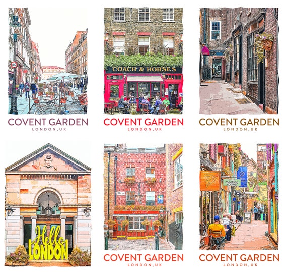 Set of 6 Covent Garden Prints London Postcard Set London | Etsy