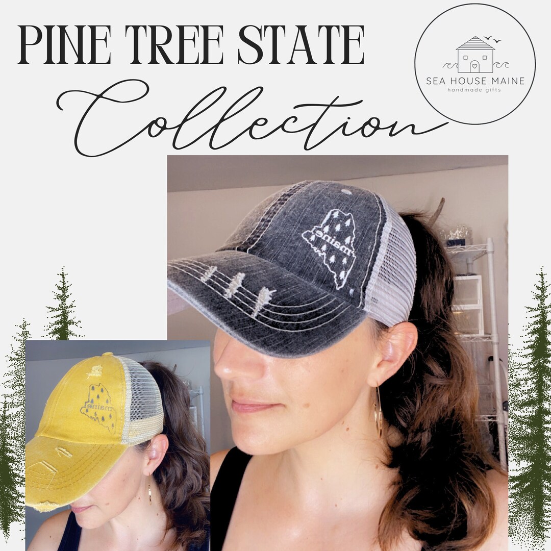 Pine Tree State Maine. Ponytail Hat Cap - Etsy
