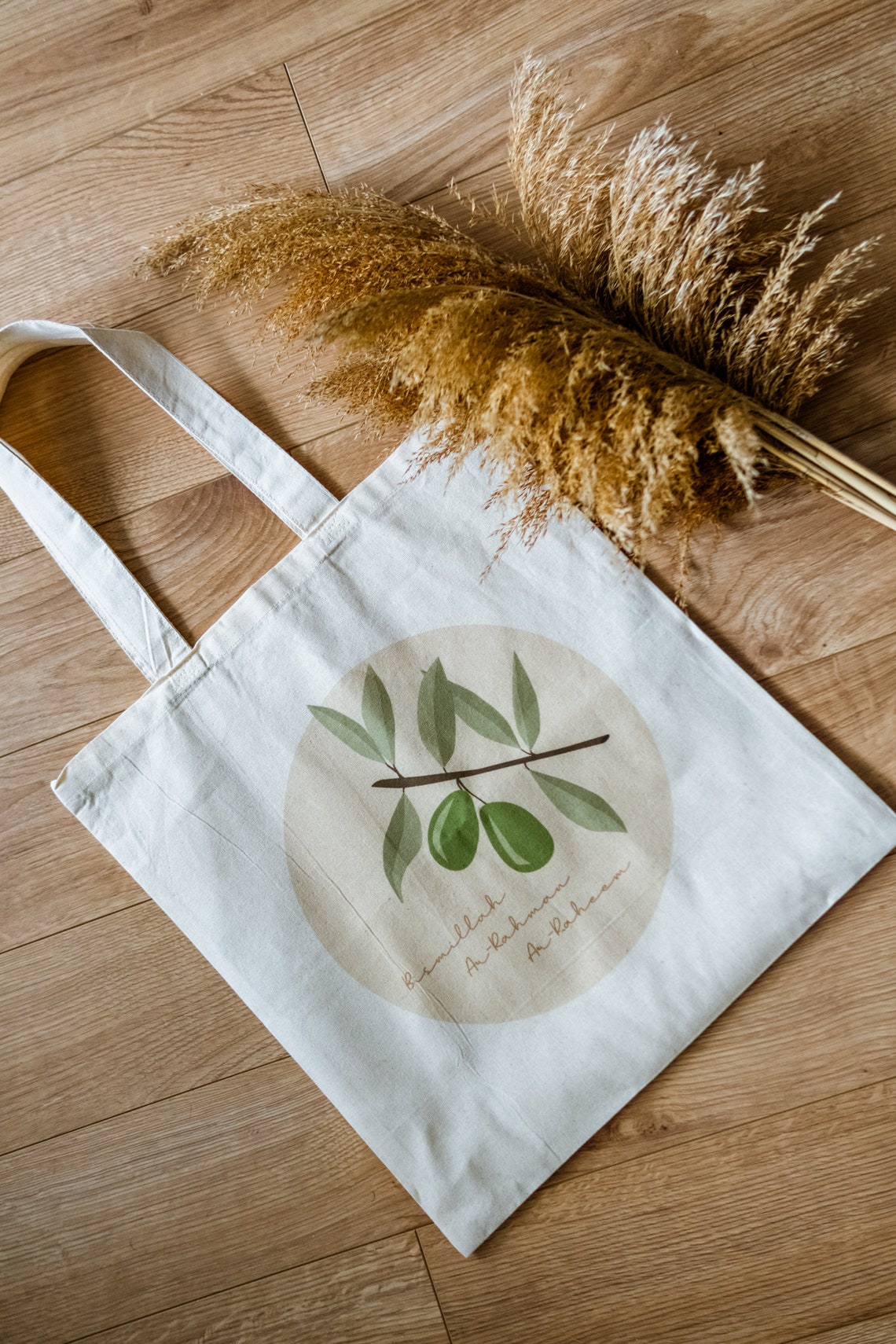 Islamic Tote Bag Reusable Bag Bismillah Olive Branch - Etsy Canada