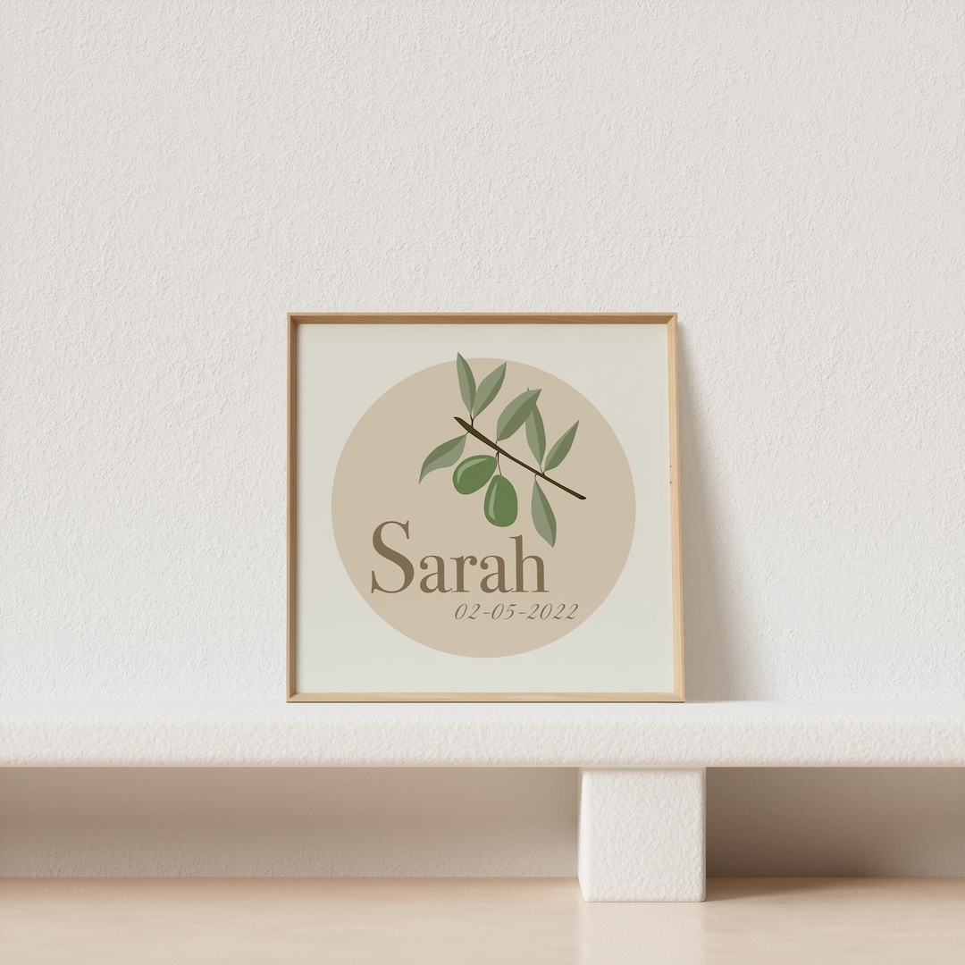 Custom Baby Name Poster - Nursery Wall Art- Boho Unisex Decor - Olive ...