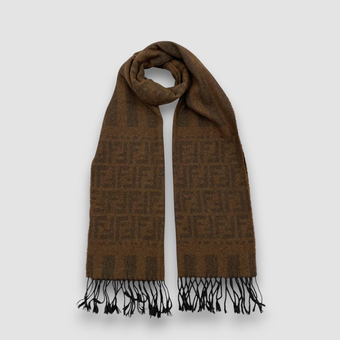 Vintage Fendi Lambswool Scarf Fendi FF Monogram Wool Scarves Muffler ...