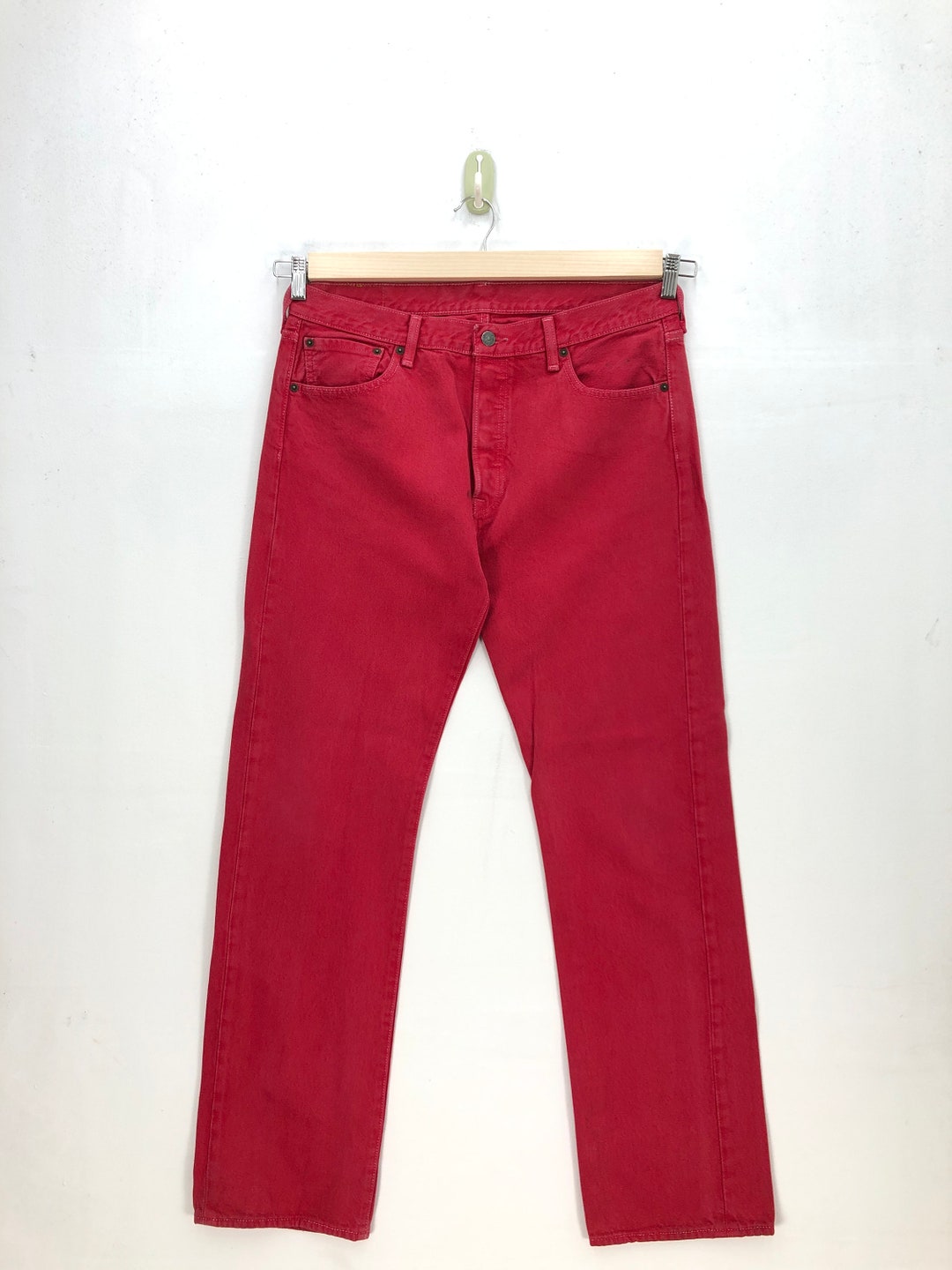 W35 Vintage Levi's 501 Red Color Jeans 90s Levis Women High Rise Pants ...