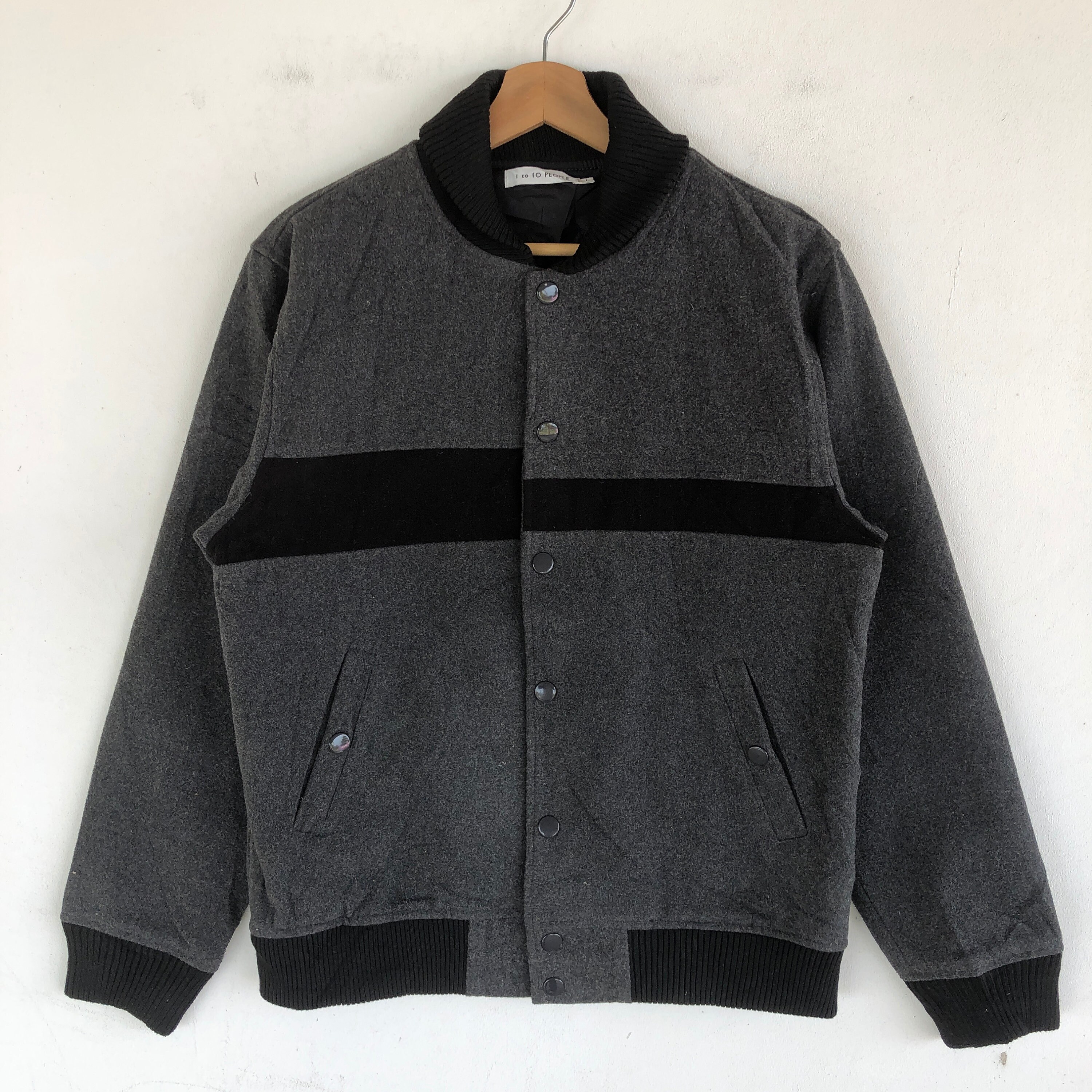 Vintage Japanese Varsity Jacket Women's Wool Jacket Snap Button Jacket ...