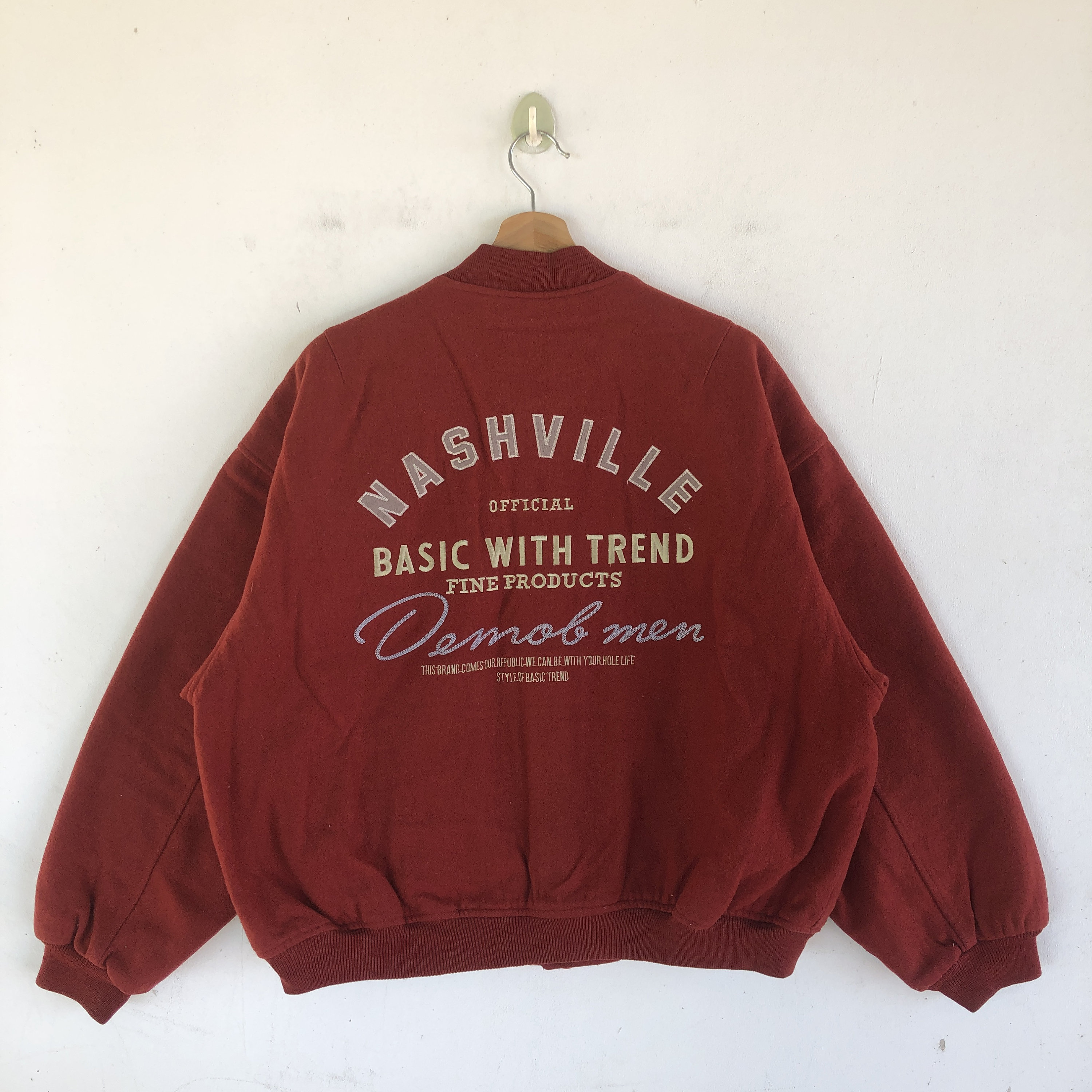 Vintage Demob Men Varsity Jacket 90s Nashville Letterman Jacket Large ...