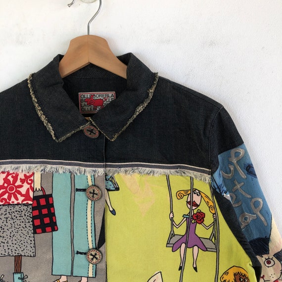 Vintage Olleborebla Denim Jacket 90s Japanese Pop Art… - Gem