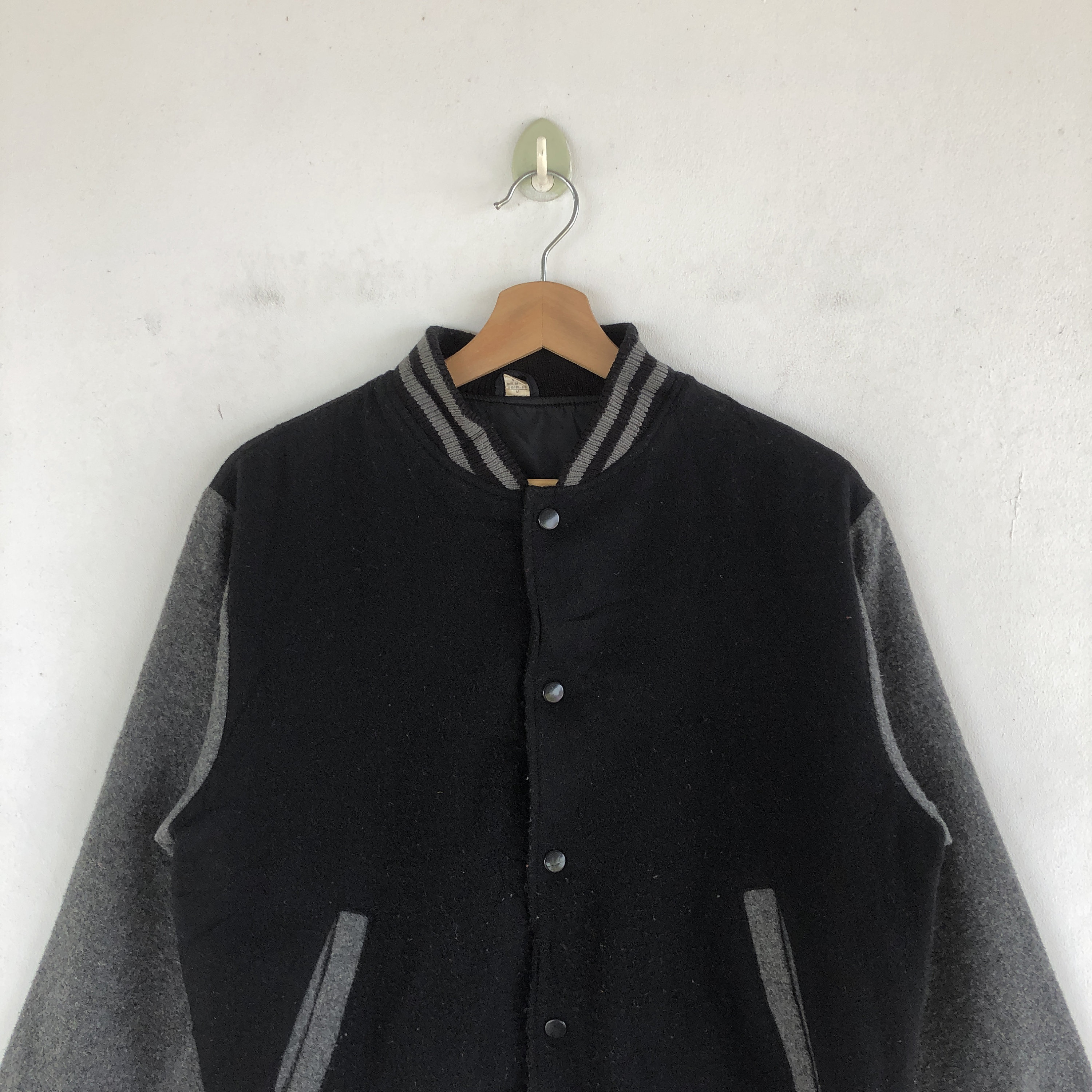 Vintage Japanese Varsity Wool Jacket 90s Bomber Harajuku Jacket Medium ...