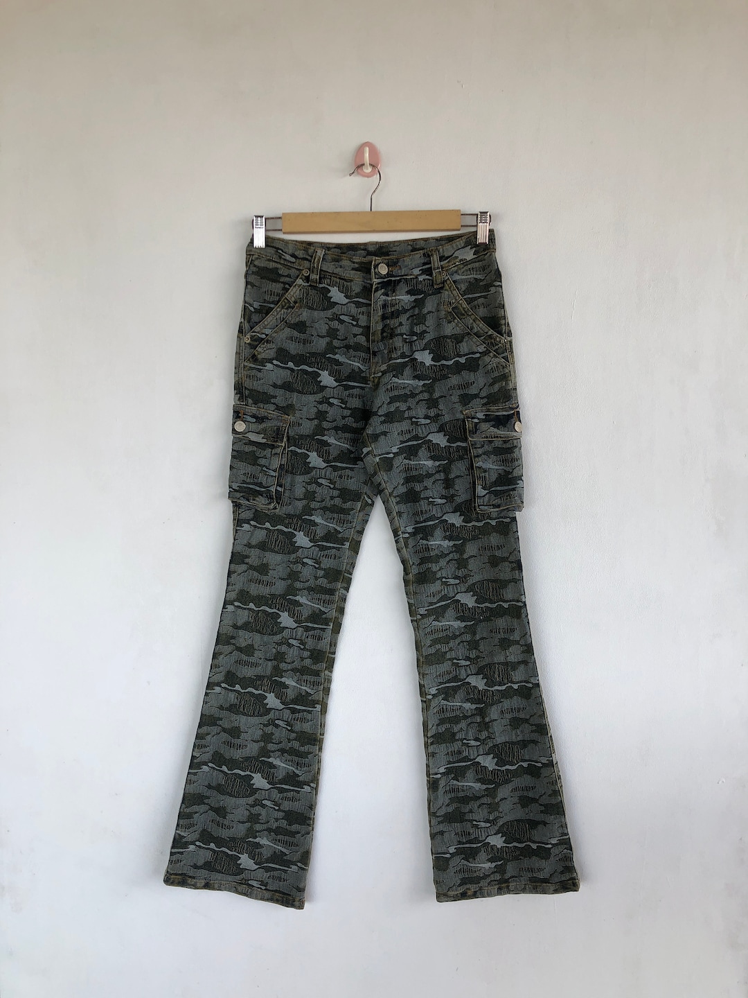 W27 Japanese Military Cargo Pants Japanese Wide Leg Camouflage Flare ...