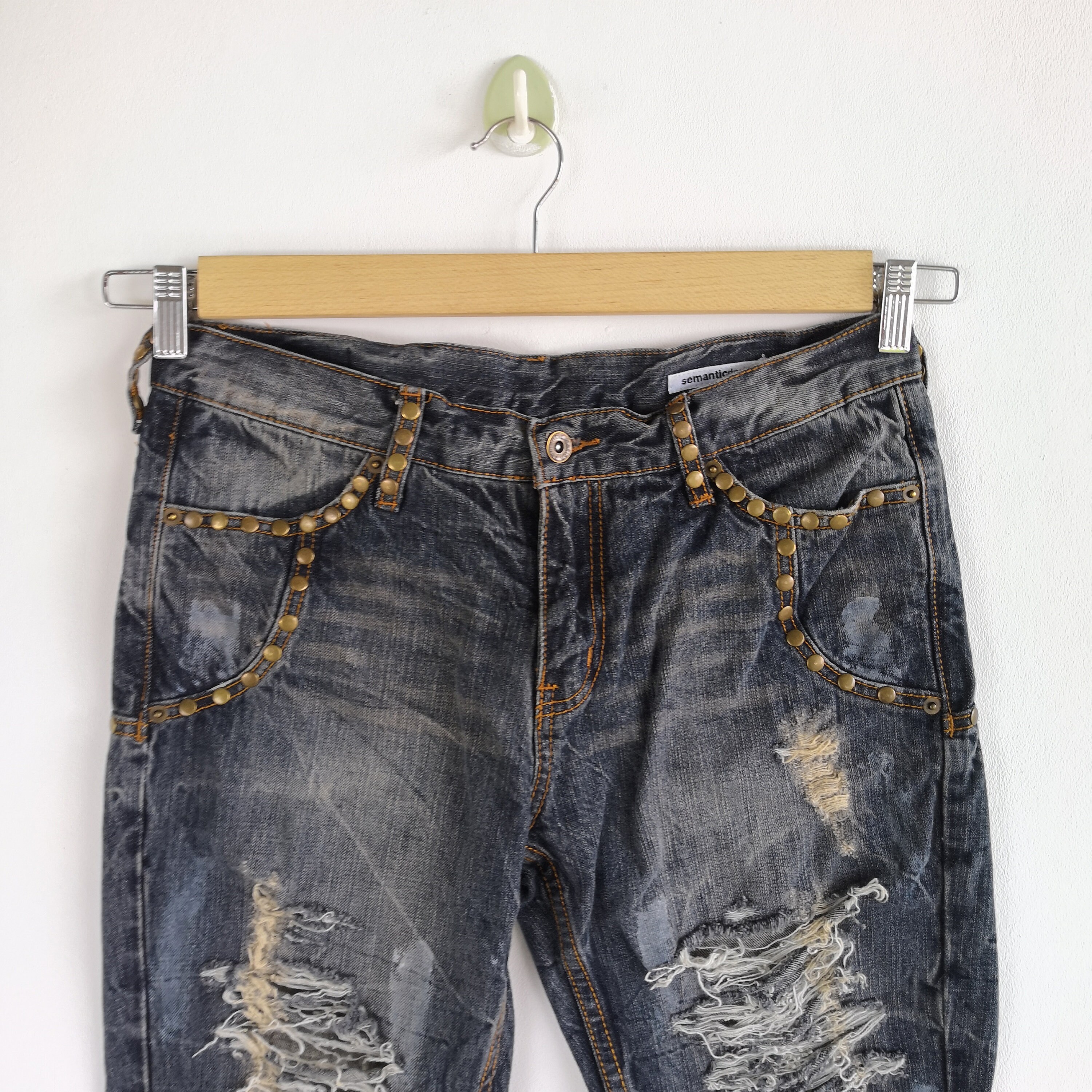 W31 Vintage Semantic Design Distressed Jeans 90s Womens Wide Leg Bell ...