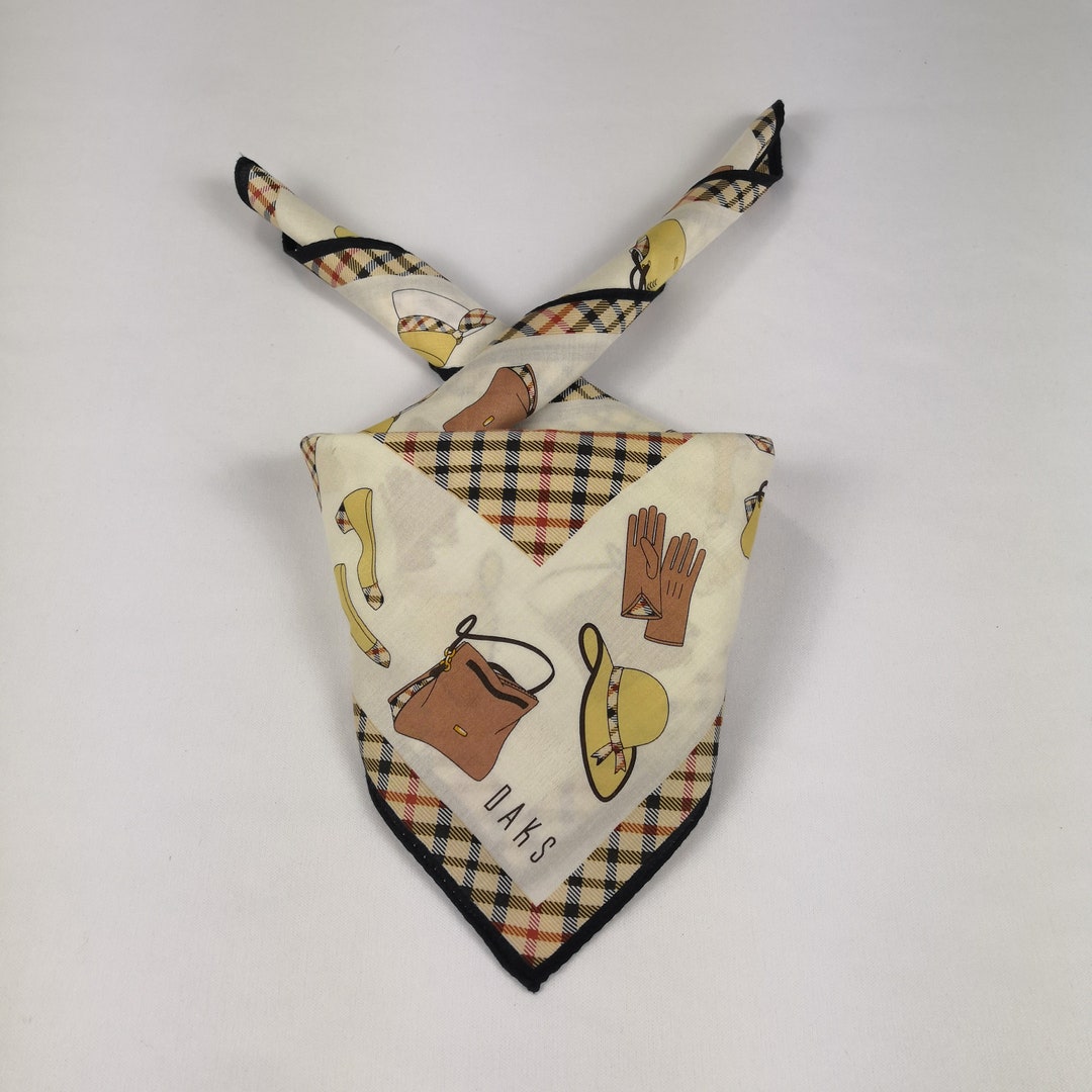 VINTAGE DAKS HANDKERCHIEF Authentic Hair Silk Bandana Luxury Pocket ...