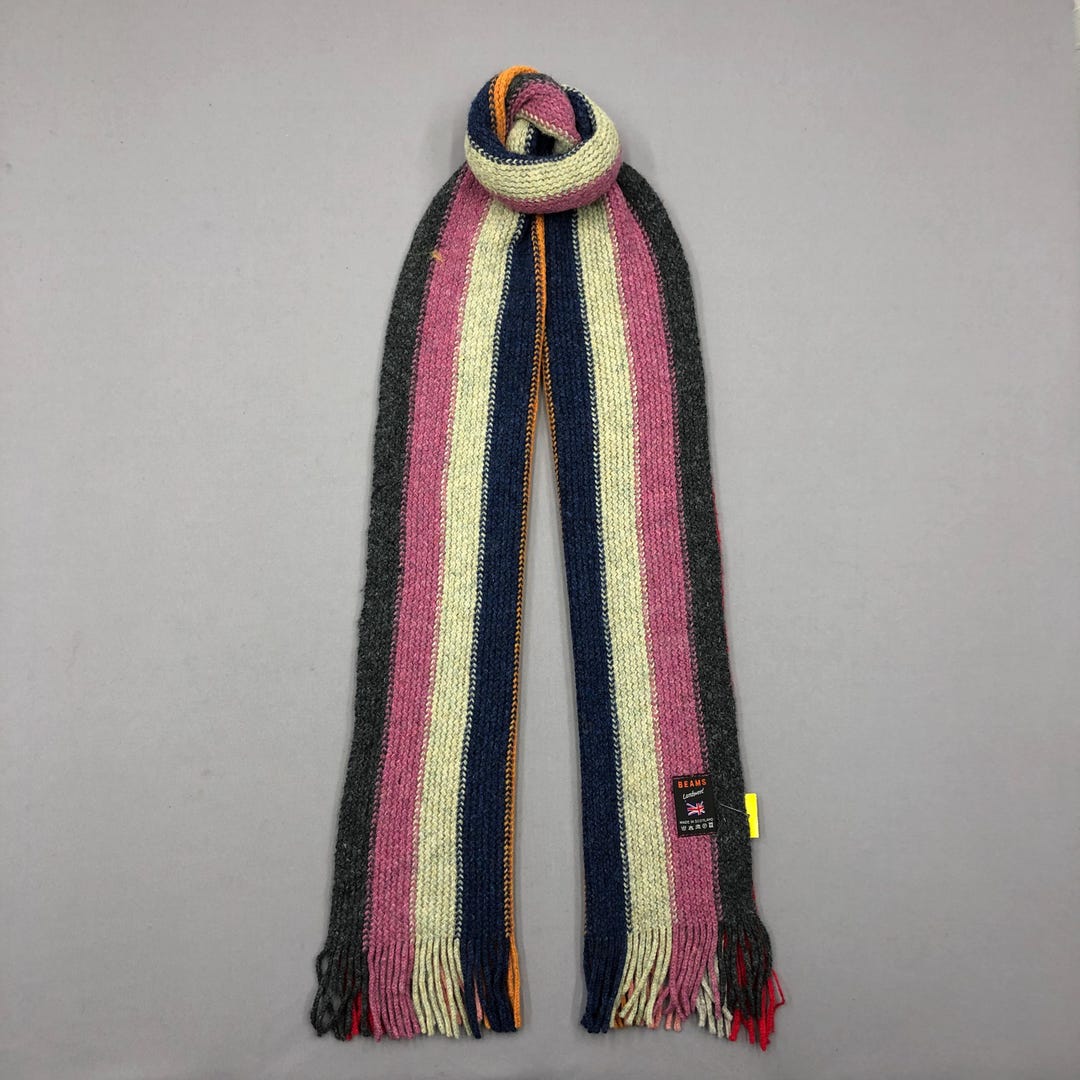 Vintage Beams Wool Scarf Beams Plus Japanese Wrap Wool Ribbed Knit ...