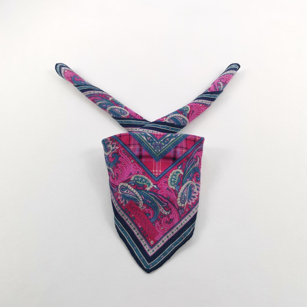 Vintage Yves Saint Laurent Handkerchief YSL Bandana Luxury Neckerchief ...