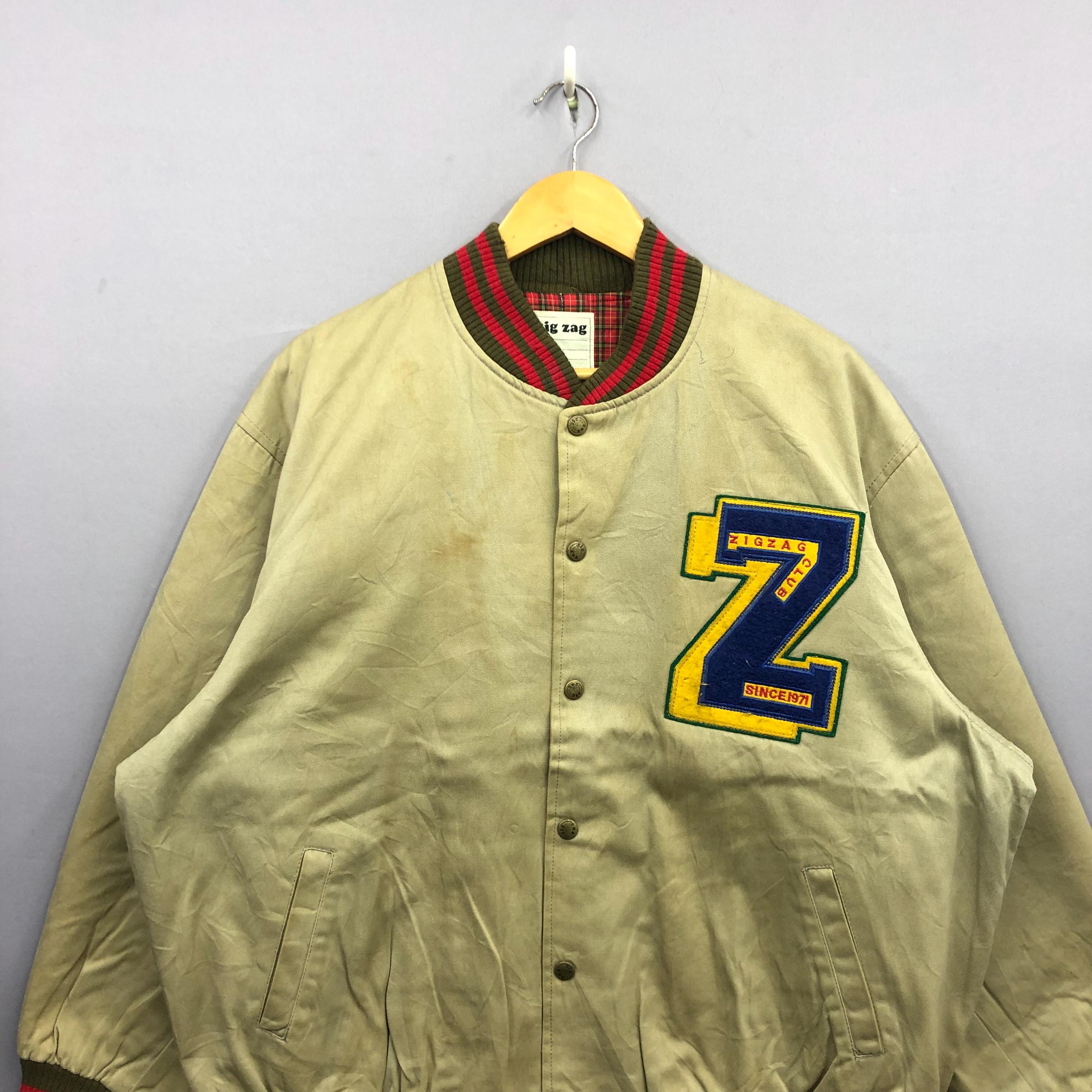 Vintage Zigzag Club Varsity Letterman Jackets 90s Checkered Vintage Zigzag Club Varsity Letterman Jackets 90s Checkered