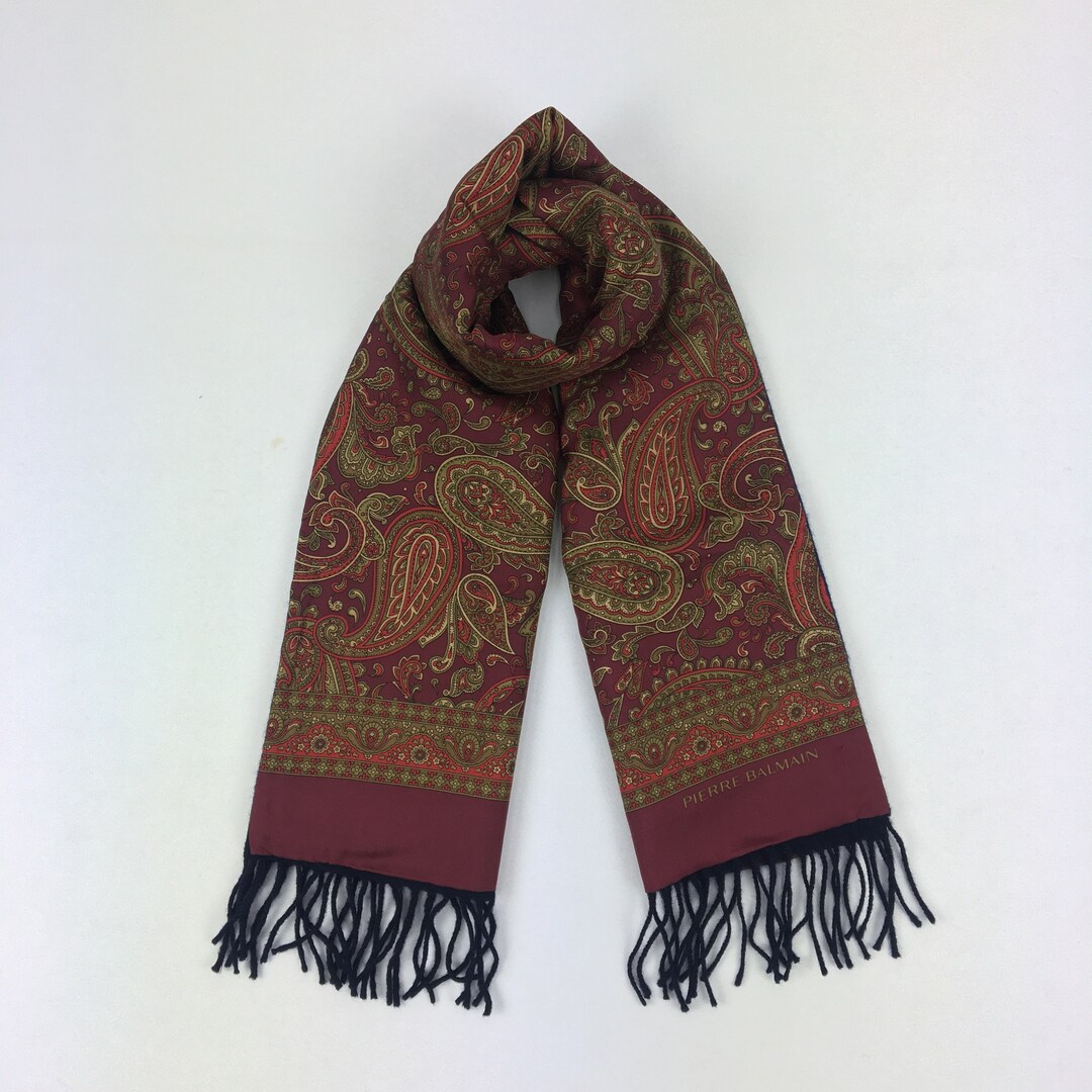 Vintage Pierre Balmain Wool Scarf Muffler Pierre Balmain Paisley Silk ...