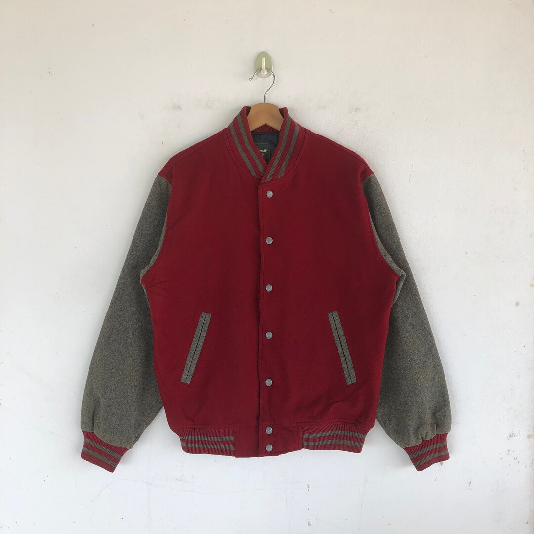 Vintage Japanese Varsity Jacket Casual Mens Wool Jacket Harajuku ...