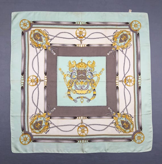 Vintage Chain Carriage Silk Scarf, Vintage Silk Neck … - Gem