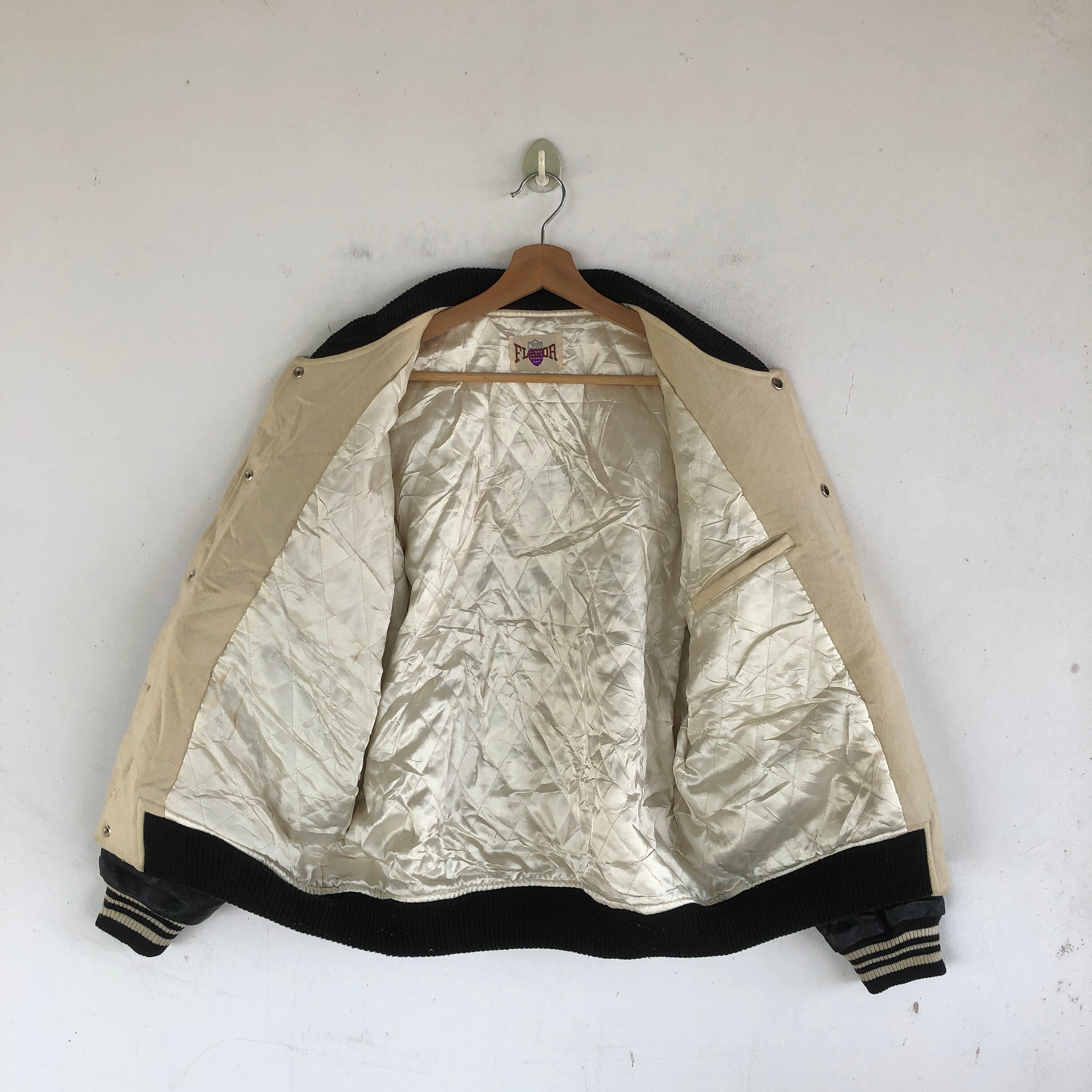 Vintage Flavor Varsity Wool Jacket 90s Embroidery Letterman - Etsy