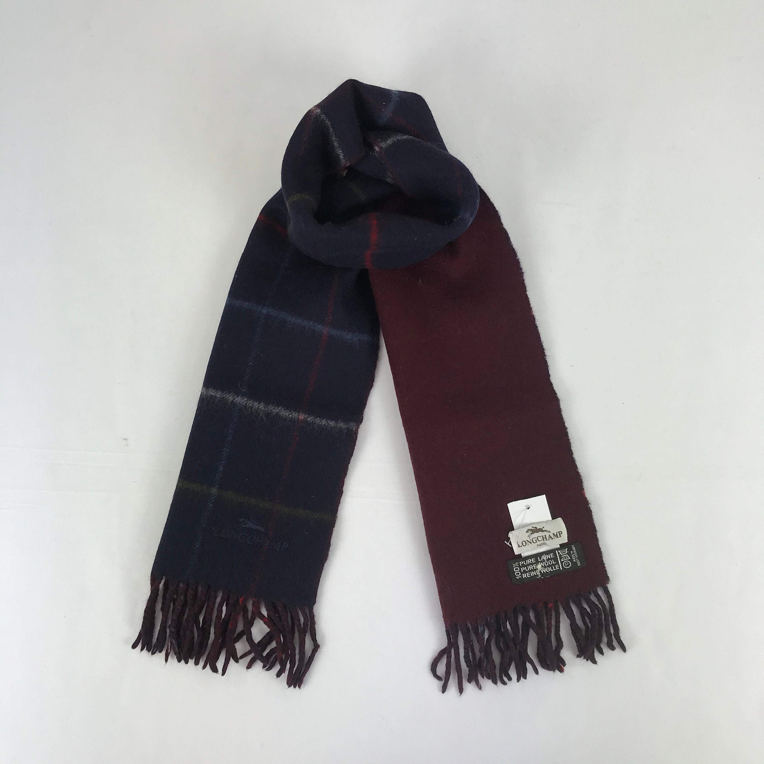 Vintage Longchamp Wool Scarf Womens Winter Accessories Muffler ...