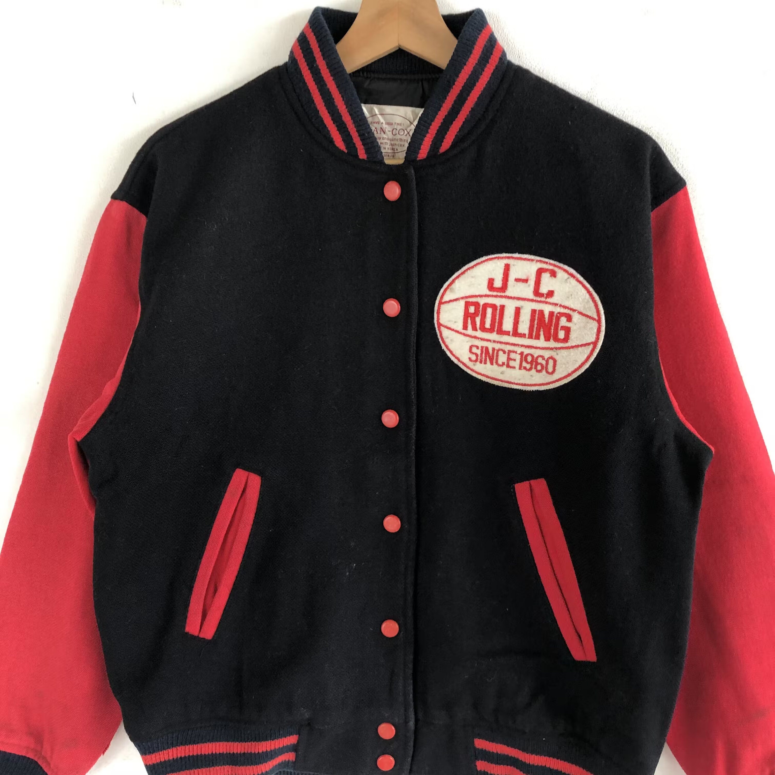 Vintage Jean Cox Varsity Jacket Large Vintage 90s Wool Letterman Coat ...