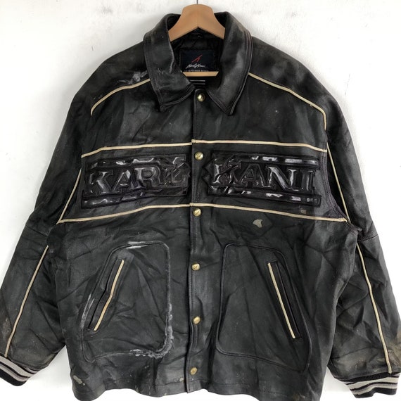 Vintage Karl Kani Leather Varsity Jacket 90s Karl Kan… - Gem