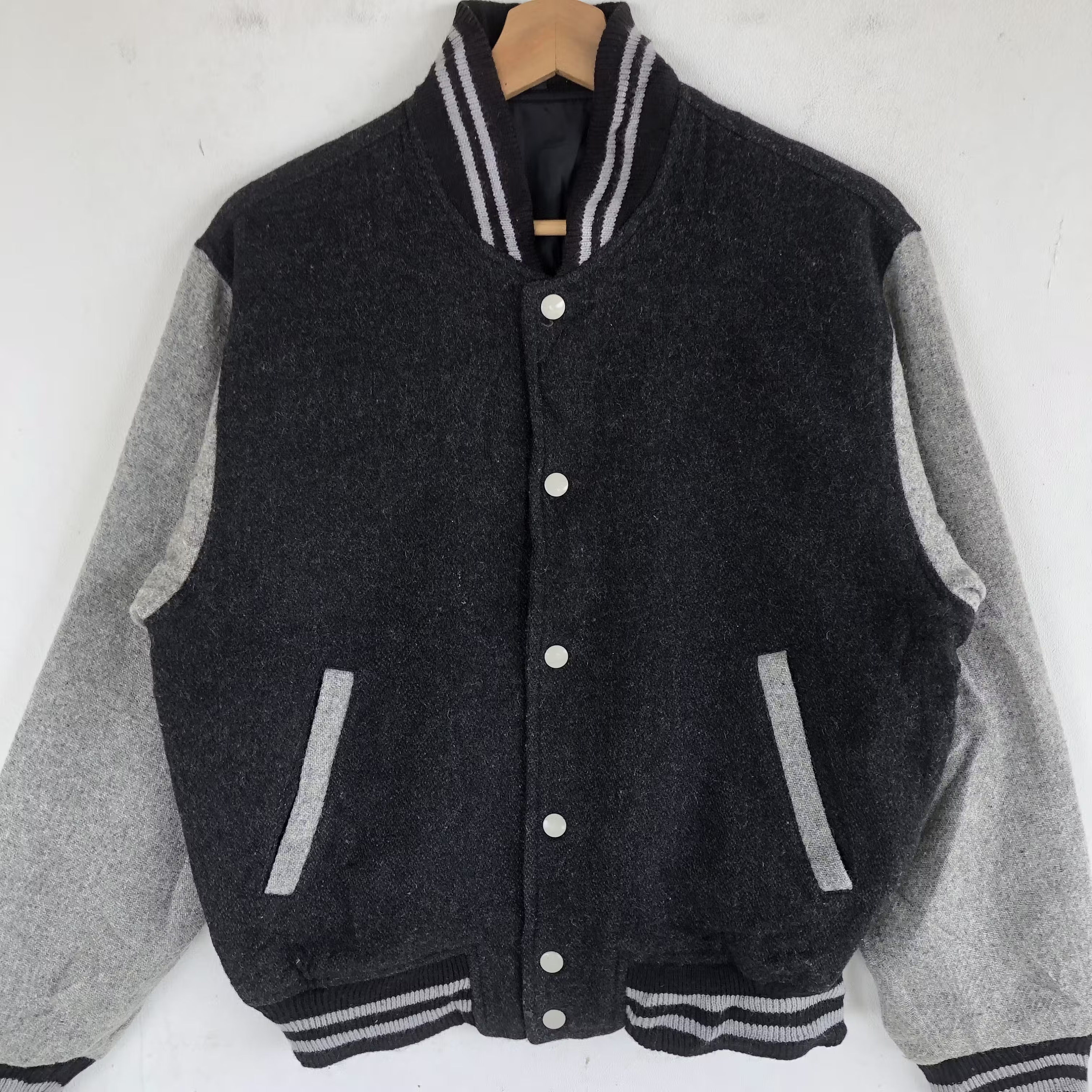 90s Vintage Japanese Varsity Jacket Casual Mens Wool Jacket Vintage Y2K ...