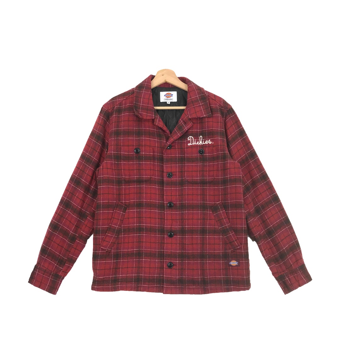 Vintage 90s Dickies Checkered Jacket Red Dickies Casual Jacket Dickies ...
