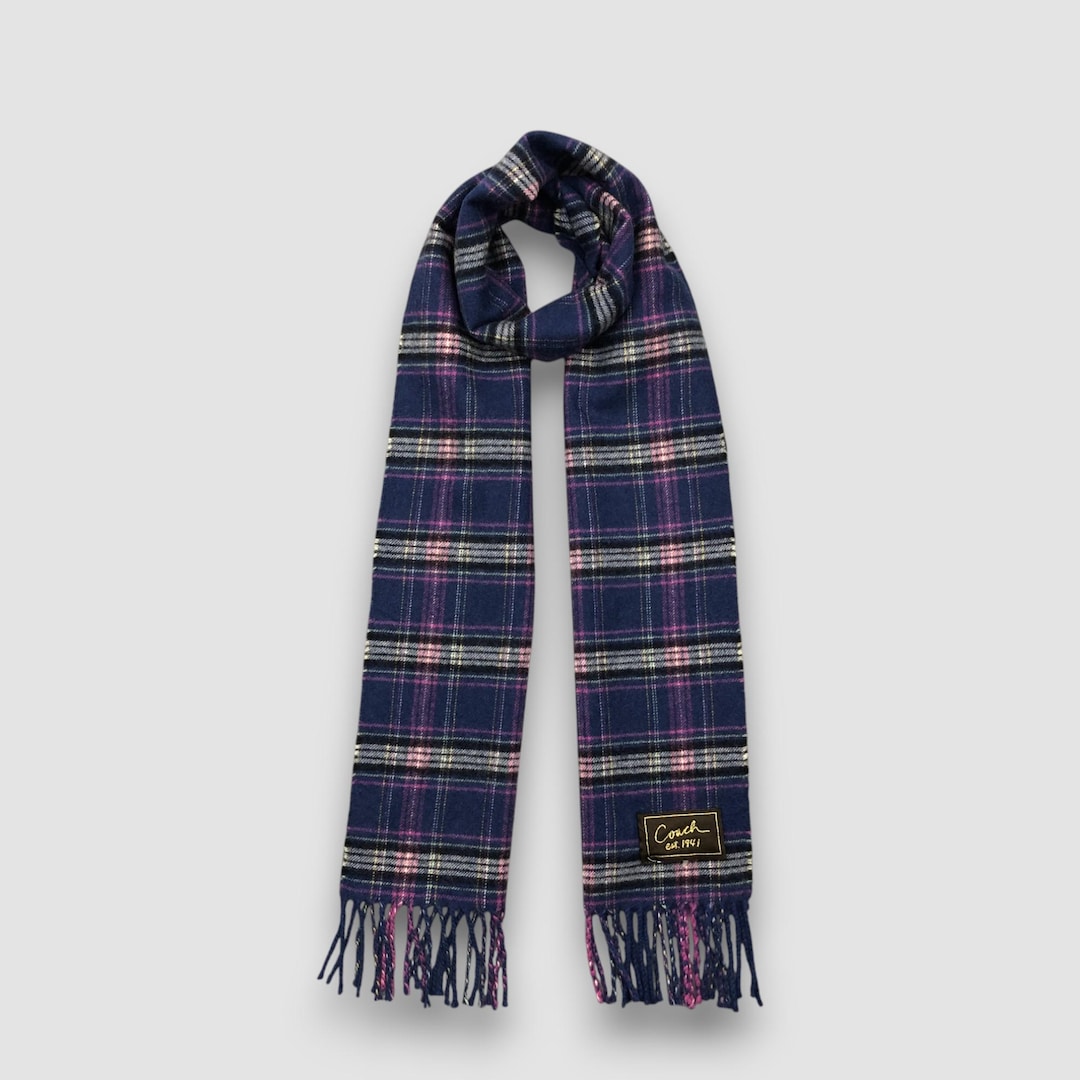Vintage Coach Wool Scarf Womens Accessories Muffler Coach Plaid Scarves ...