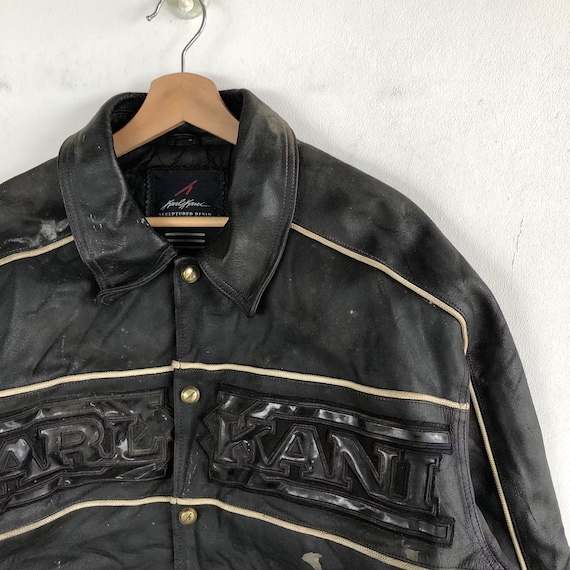 Vintage Karl Kani Leather Varsity Jacket 90s Karl Kan… - Gem
