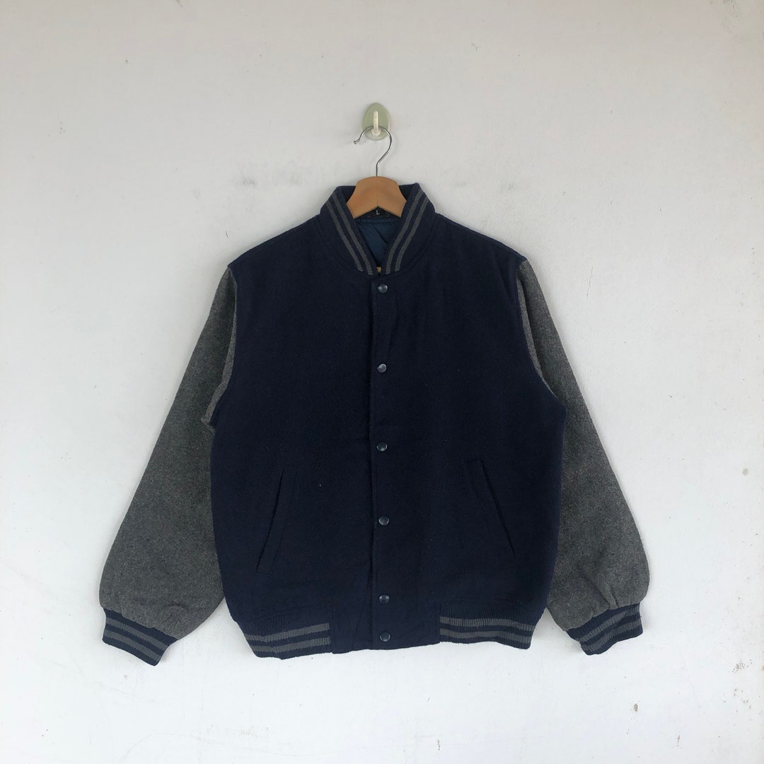 Vintage Japanese Varsity Jacket 90s Winter Stadium Wool Jacket Small ...