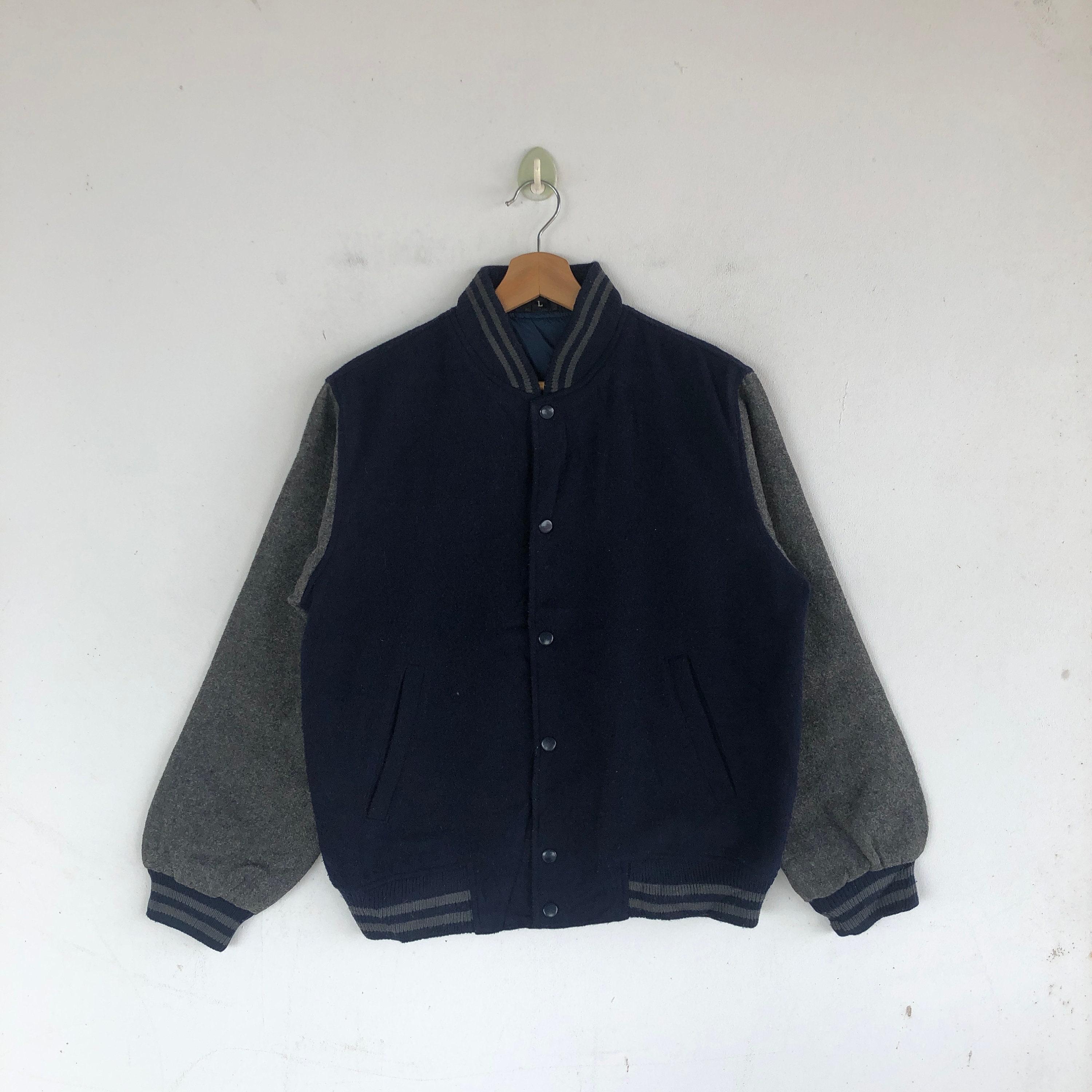 Vintage Japanese Varsity Jacket 90s Winter Stadium Wool Jacket Small ...