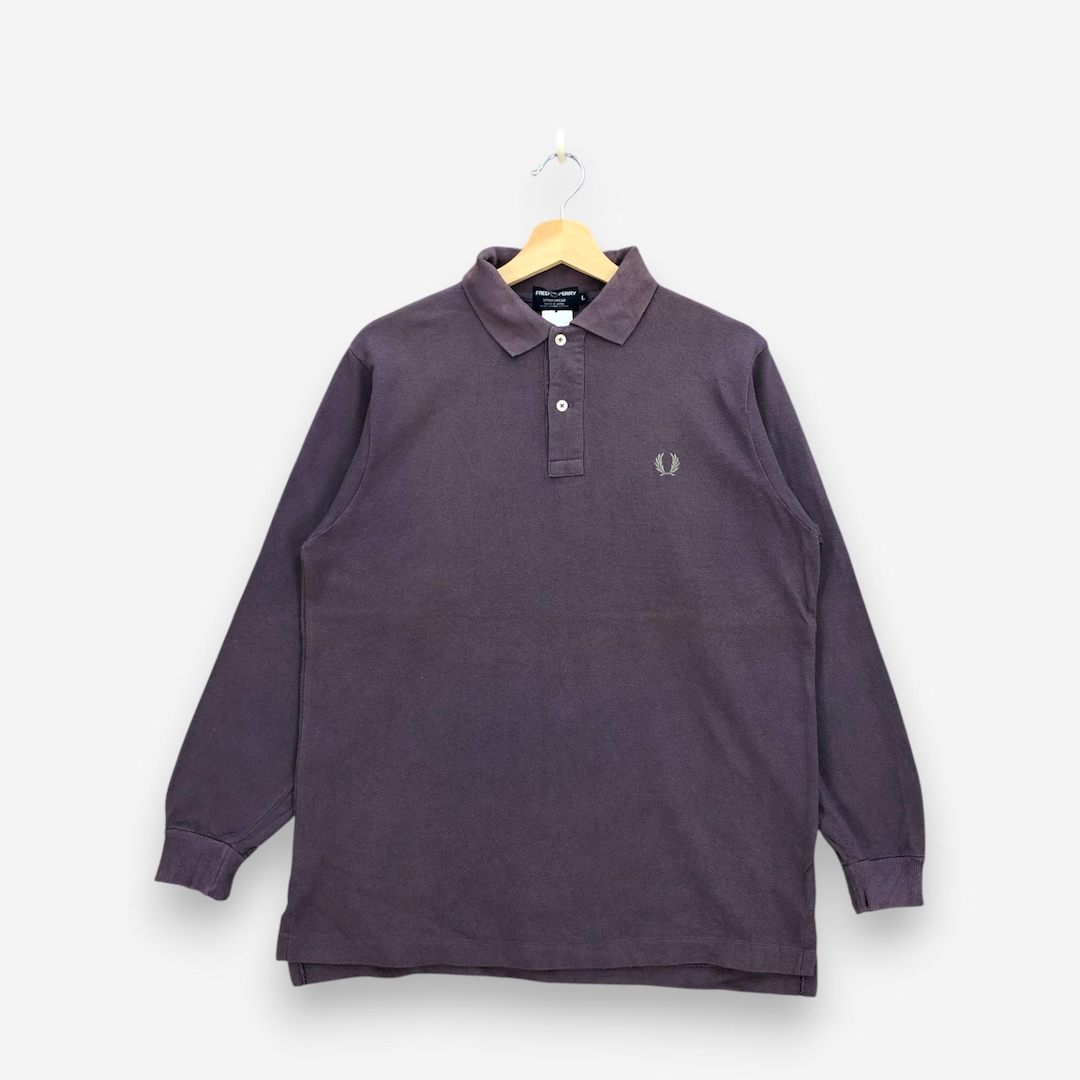 Vintage 90s Fred Perry Long Sleeve Polo Shirt Fred Perry Purple Laurel ...