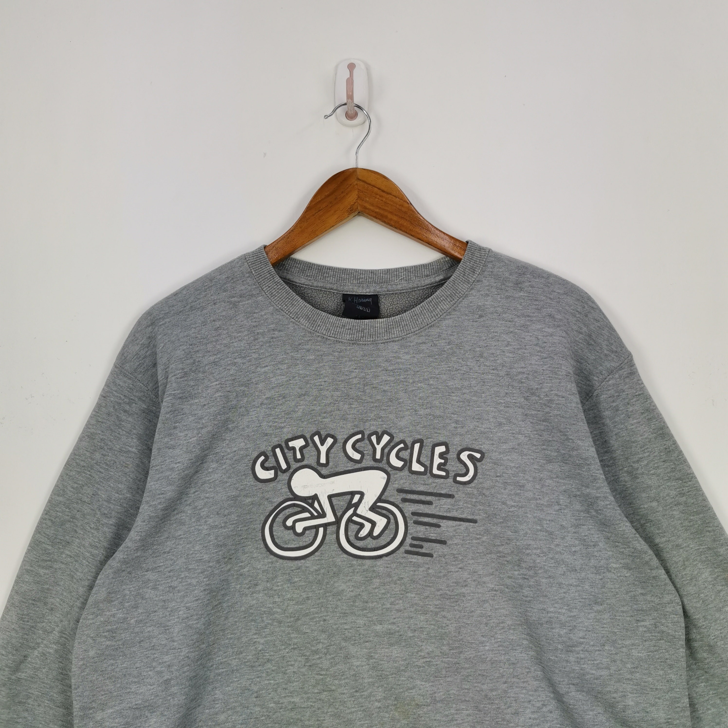 Vintage 90s Keith Haring Sweater Large Keith Haring City Cycles Pop Art ...