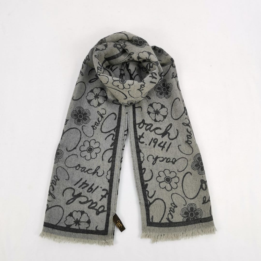 Vintage COACH Wool Scarf Womens Accessories Muffler Coach Stole ...